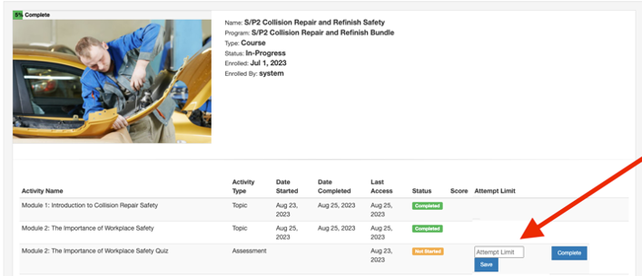 Adding Additional Assessment Attempts for a User
