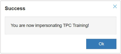Click Ok . The impersonated user’s home page appears.
