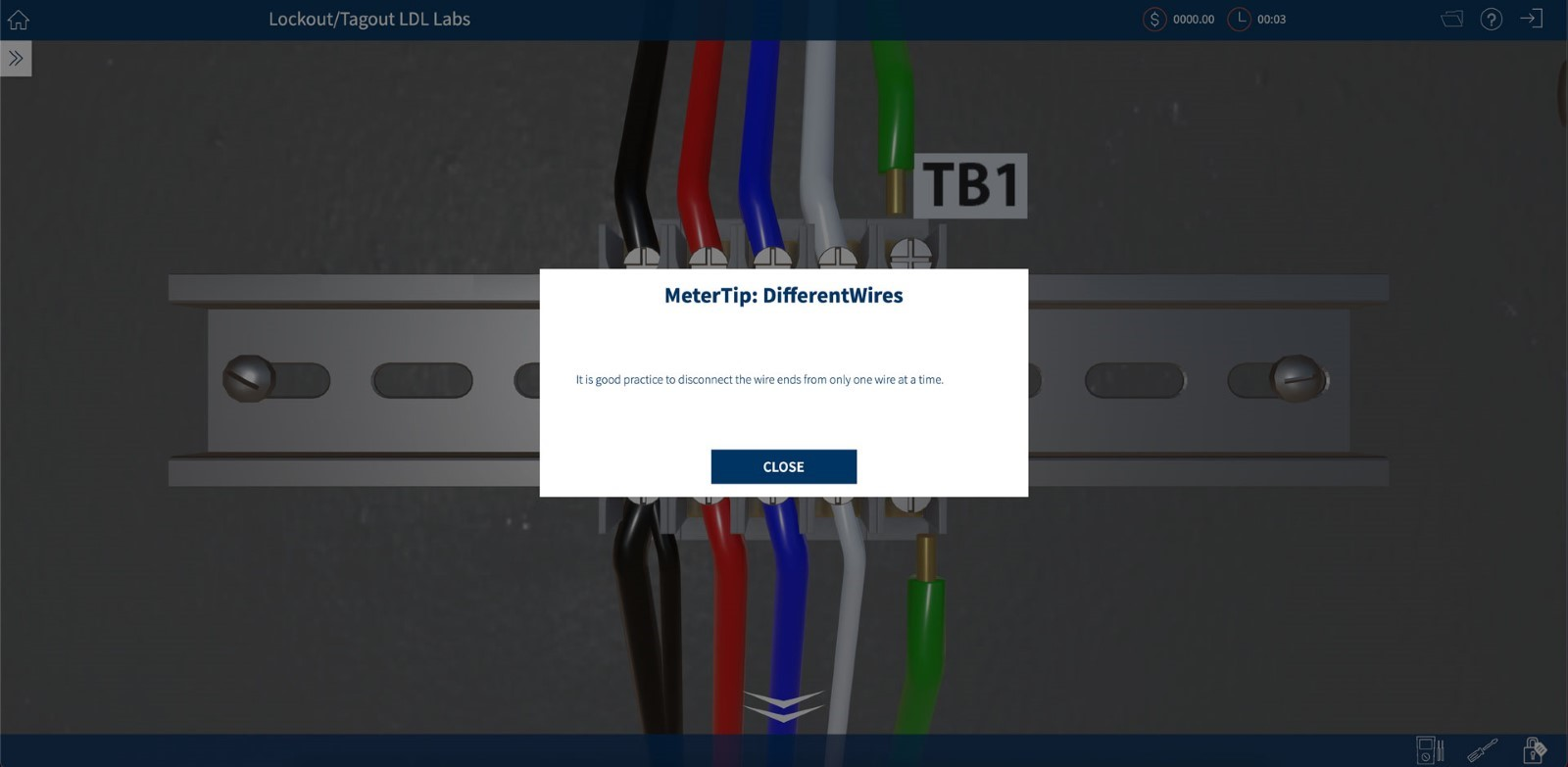 When taking an action that generates a meter tips, the simulator shows ...
