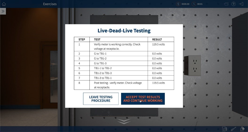 Lockout the circuit and verify with LDL. Set the multimeter to read ...