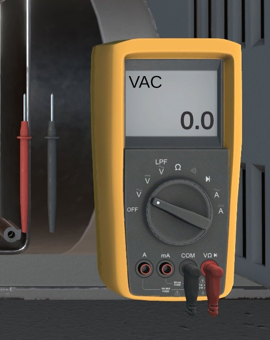 For voltage readings, choose Volts (AC) by clicking on the first ...